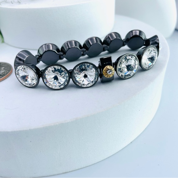 henri bendel | Jewelry | Henri Bendel Black Tone Swarovski Crystal Logo ...